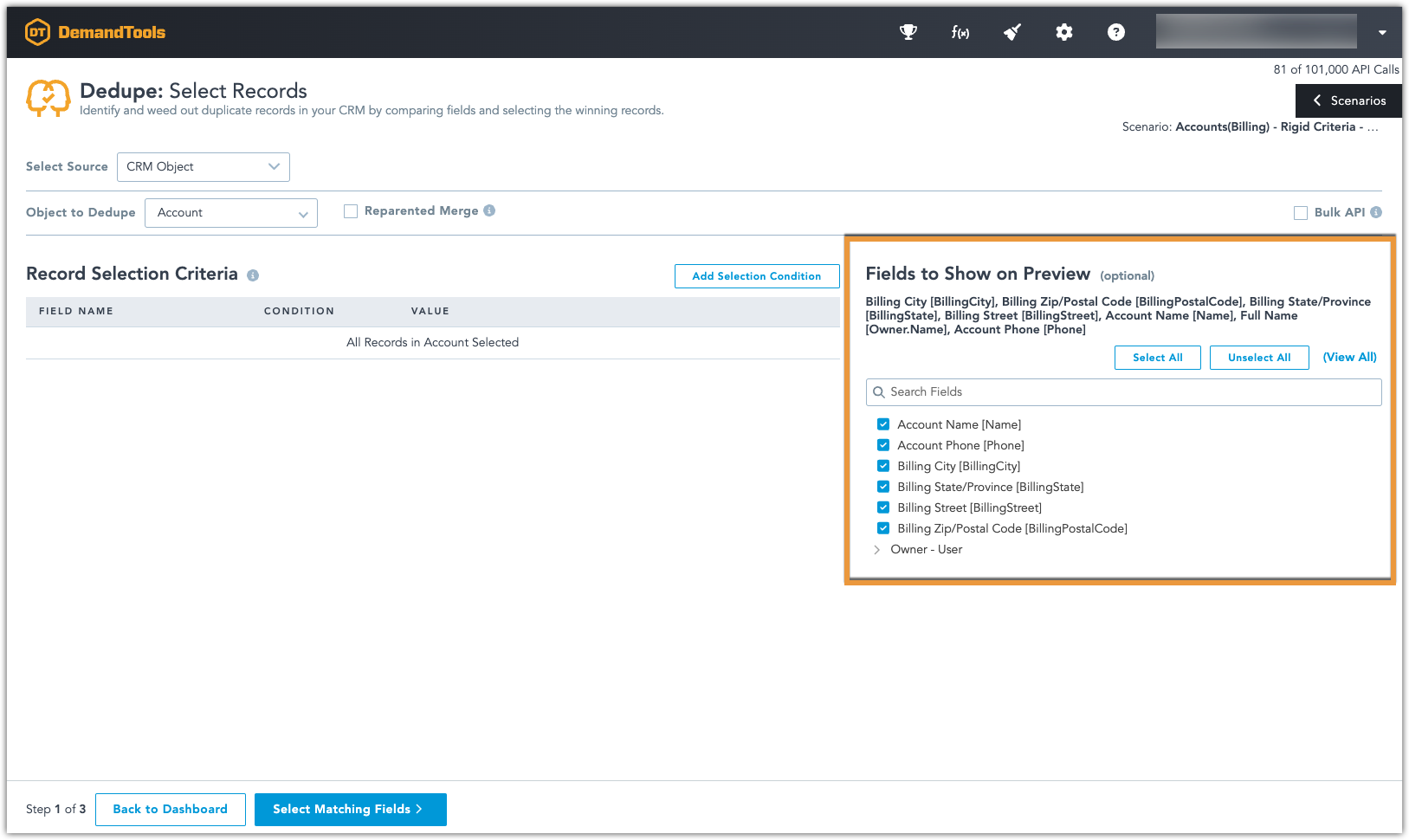 Fields to Show on Preview