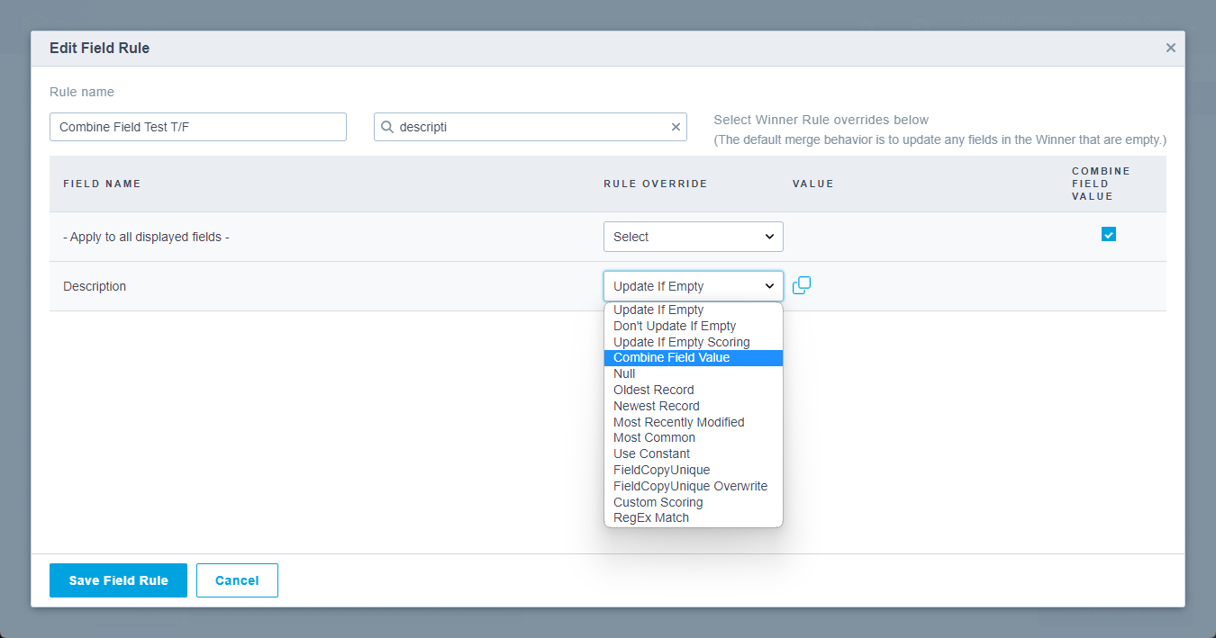 Solved: Field Rules - Combine Field Value - Validity Customer Community - 1622